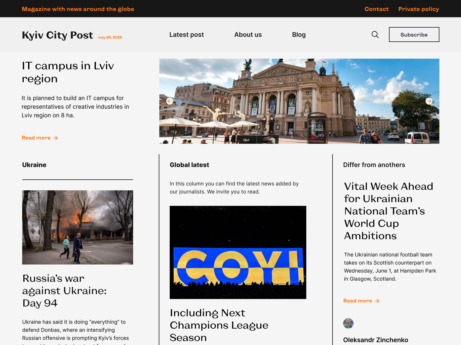 Online magazine by Eugene Voloshchuk on Dribbble