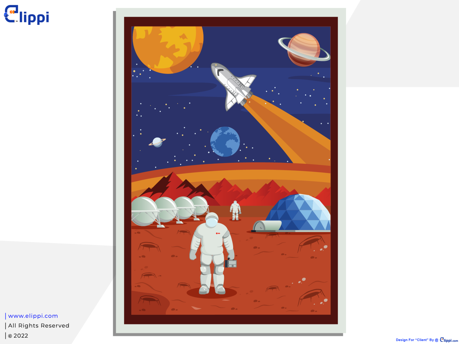 Mars Illustrated Poster Design For Client by Elippi on Dribbble