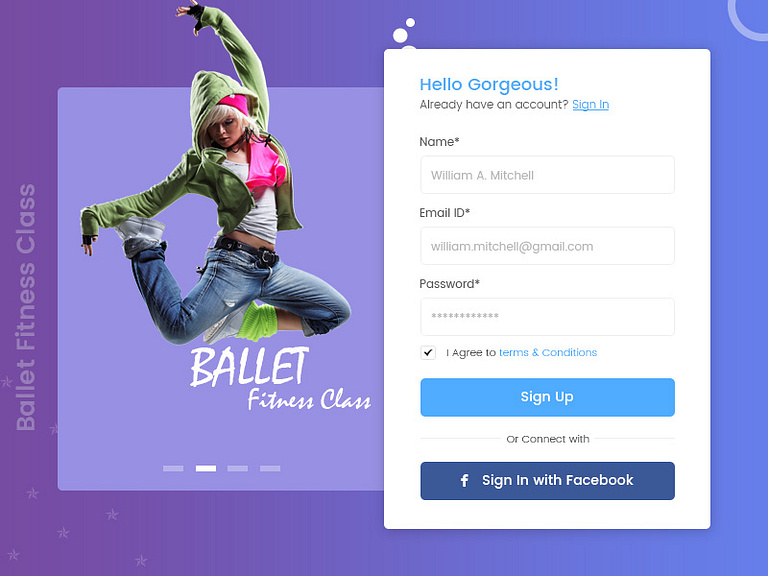 Signup Form - Fitness Class by DigitalHeaps on Dribbble