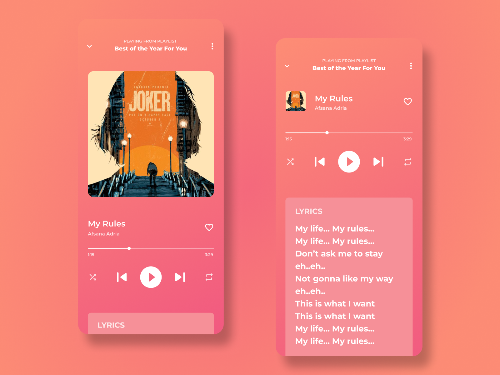 Music player UI by Faizan Khan on Dribbble