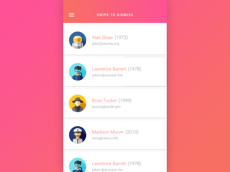 Material Design - Swipe to dismiss by Creative Studio Form on Dribbble