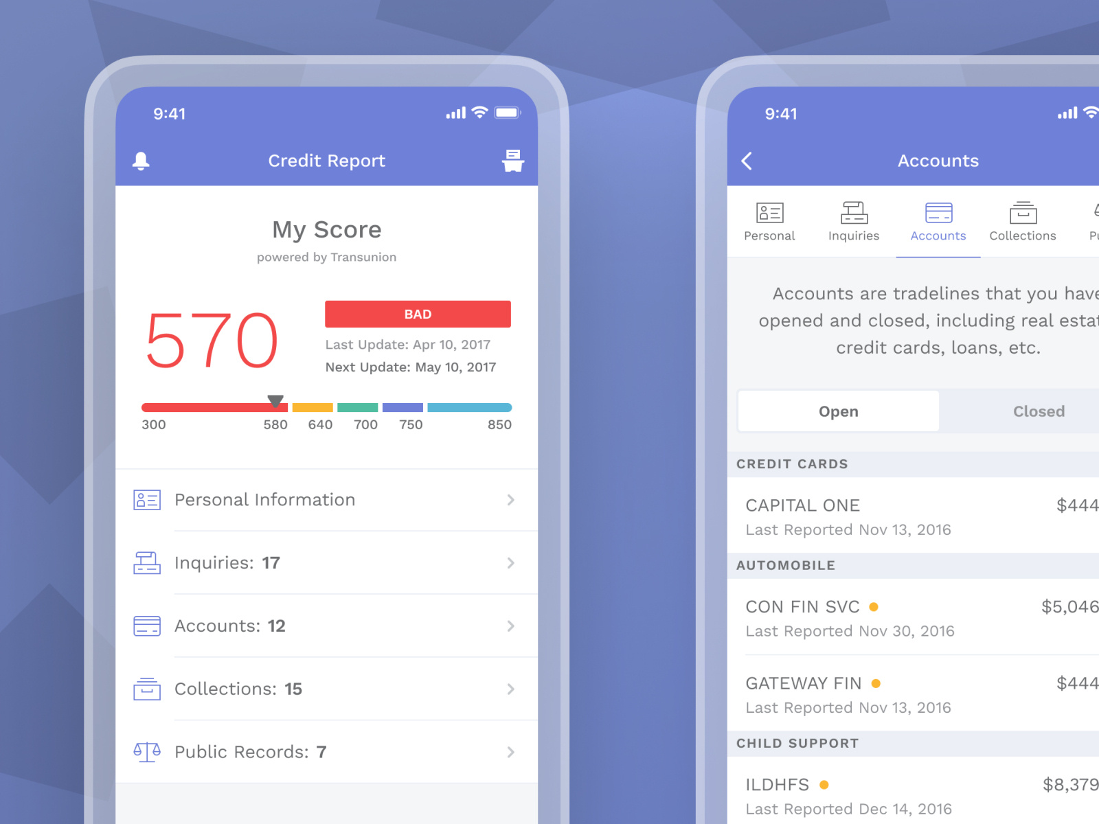 Credit Report UI by Phil Goodwin for FiveBox on Dribbble