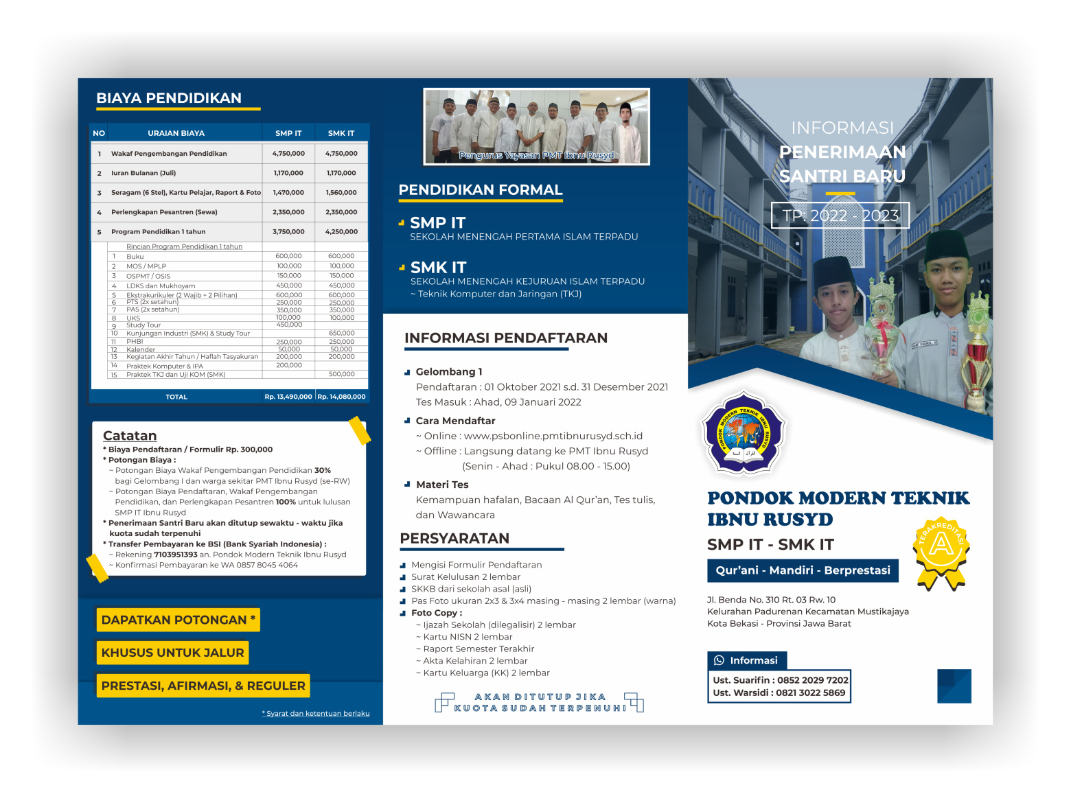 New Student Admission Trifold A4 Brochure (2022 - 2023) #Front by ...