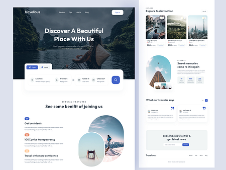 Travelious - Travel Landing Page by Shadhin Ahmed on Dribbble