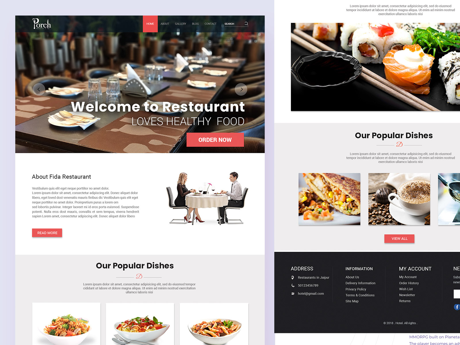 Restaurant website template UI PSD by Pradeep Kumar on Dribbble