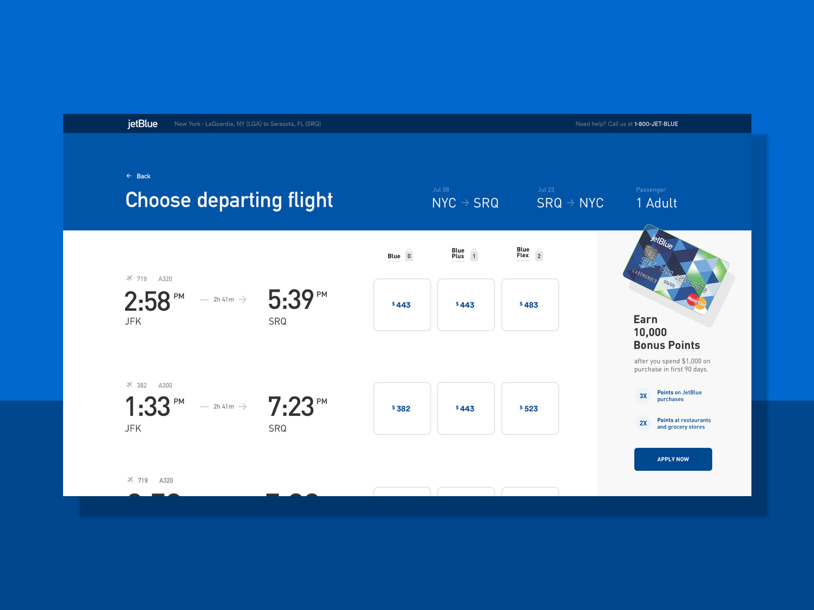Jetblue flight booking UI by Jae Yoon on Dribbble