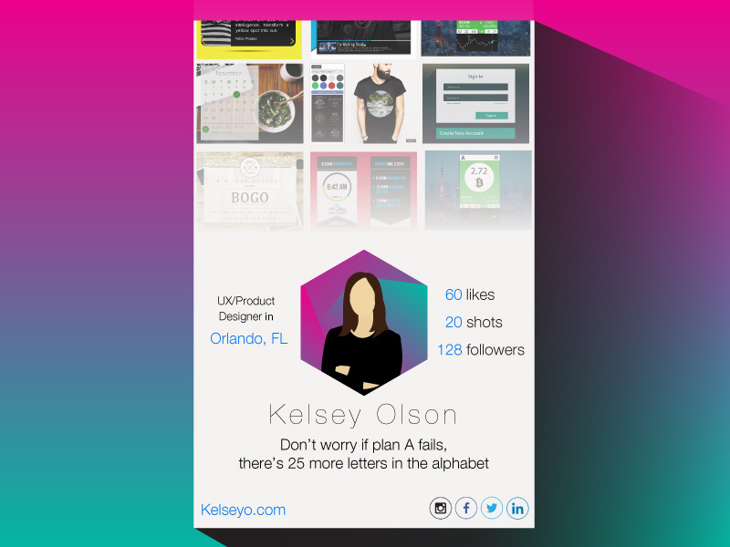 019 Dribbble Profile Card by Kelsey Olson on Dribbble