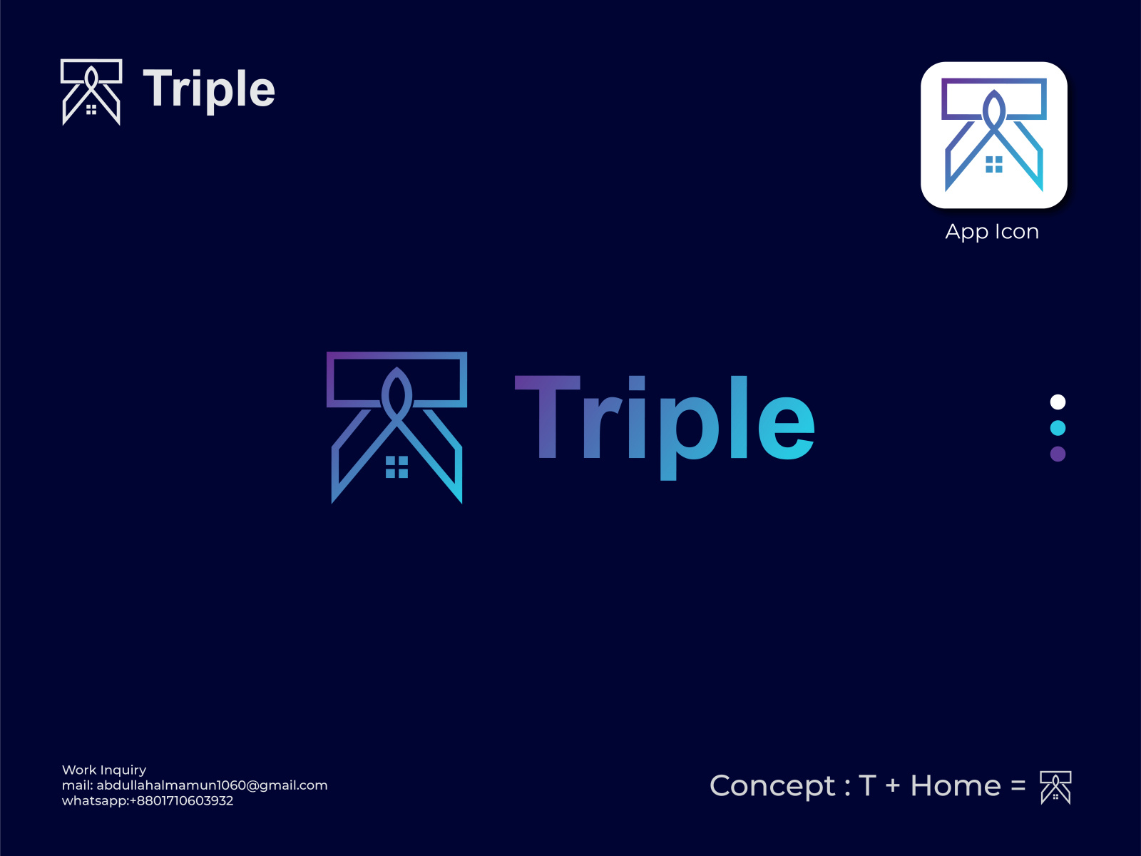 Triple Logo Concept, T Letter and home logo, Real Estate Logo by ...