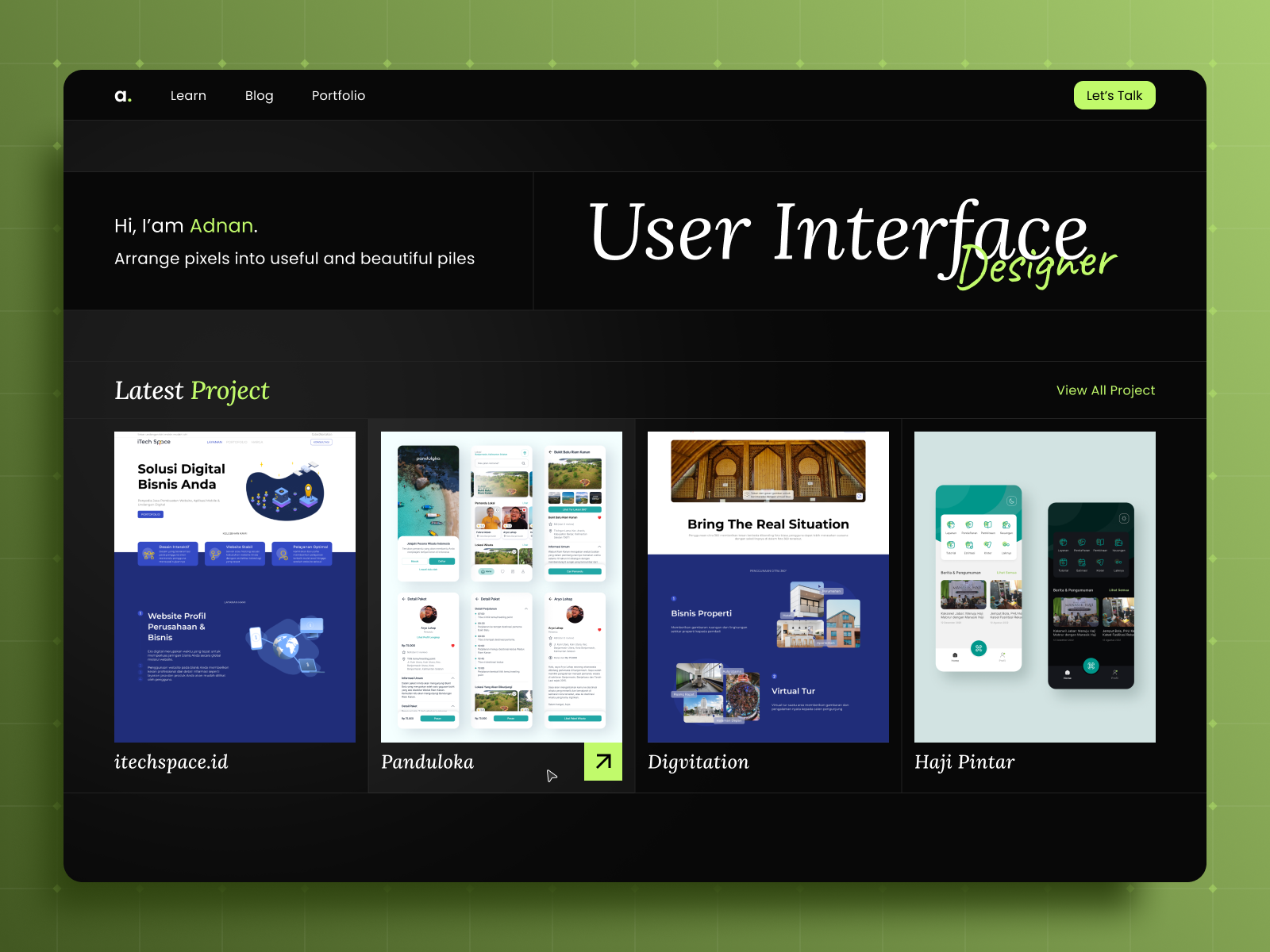 Personal Website - UI Hero Exploration by Adnan Abdul Majid on Dribbble