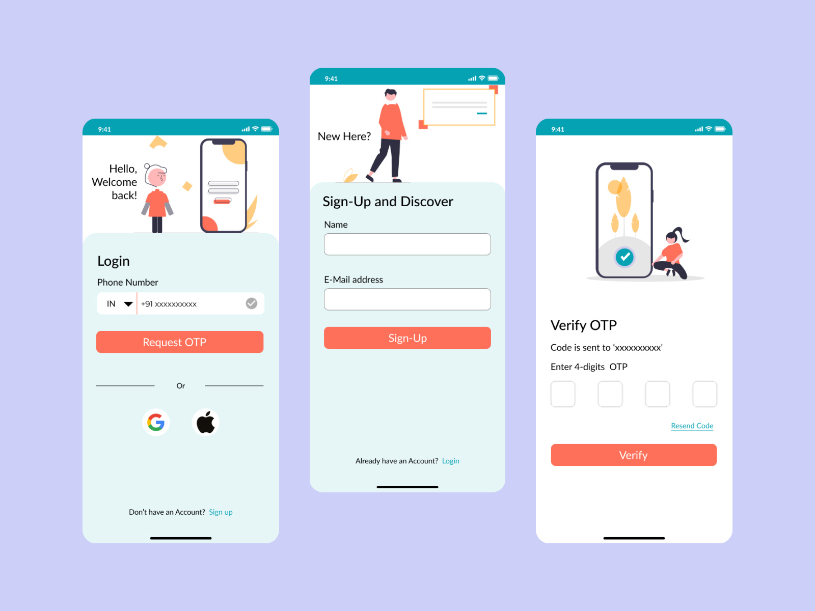 Login & Signup screens by SHAMANTH P C on Dribbble