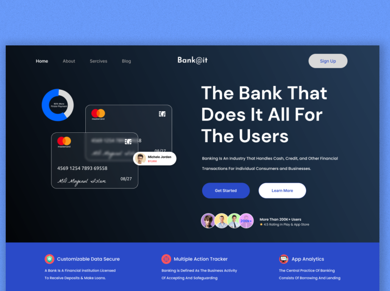Banking Website Header Section by Arif Ahmed on Dribbble
