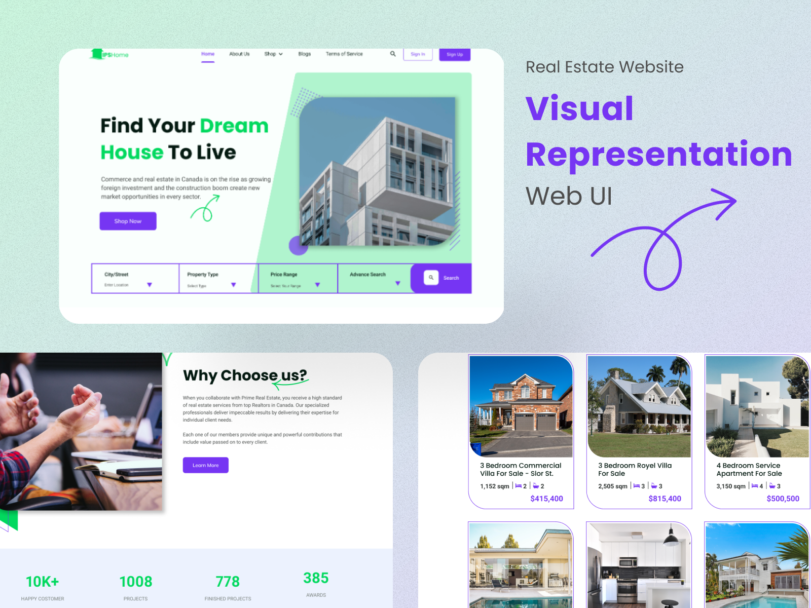 Visual Design Web UI (Real Estate) by Arif Ahmed on Dribbble