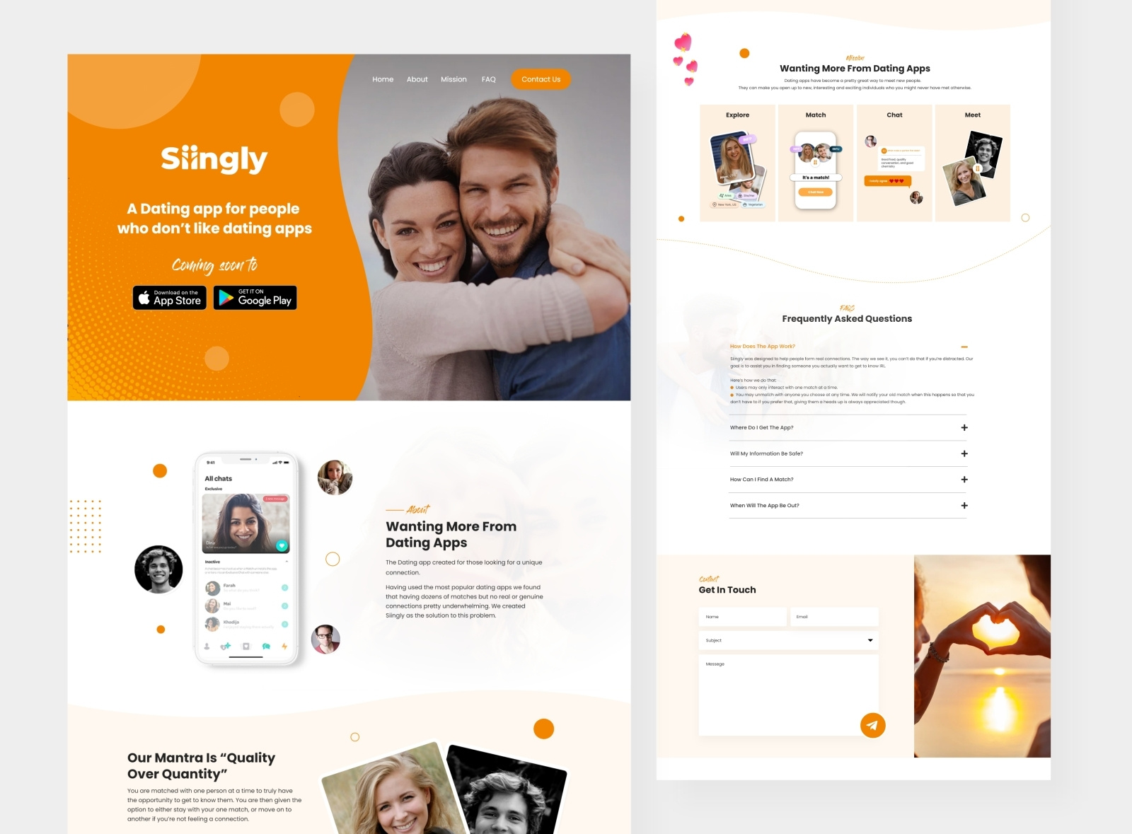 Dating app landing page by Sarwar Abbas on Dribbble