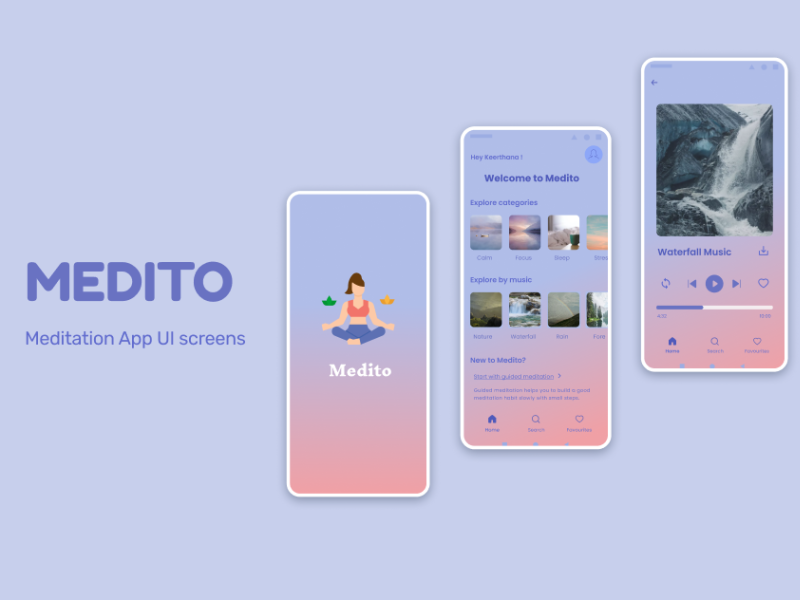MEDITO- MEDITATION APP UI SCREENS by Keerthana S on Dribbble