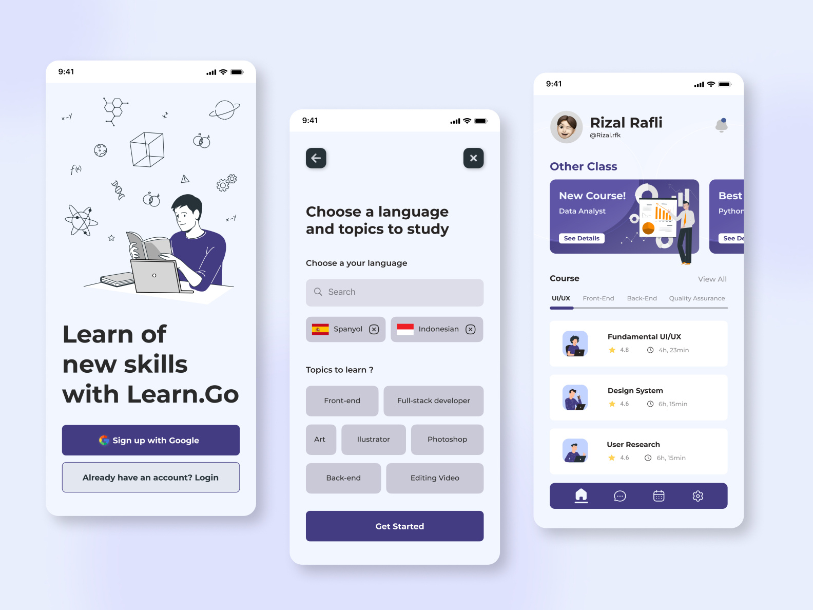 E-Learning Mobile Apps ~ Learn.Go by Rizal RFK on Dribbble