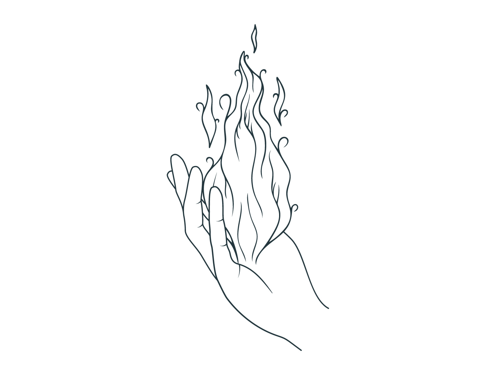 Hand Holding Fire Drawing