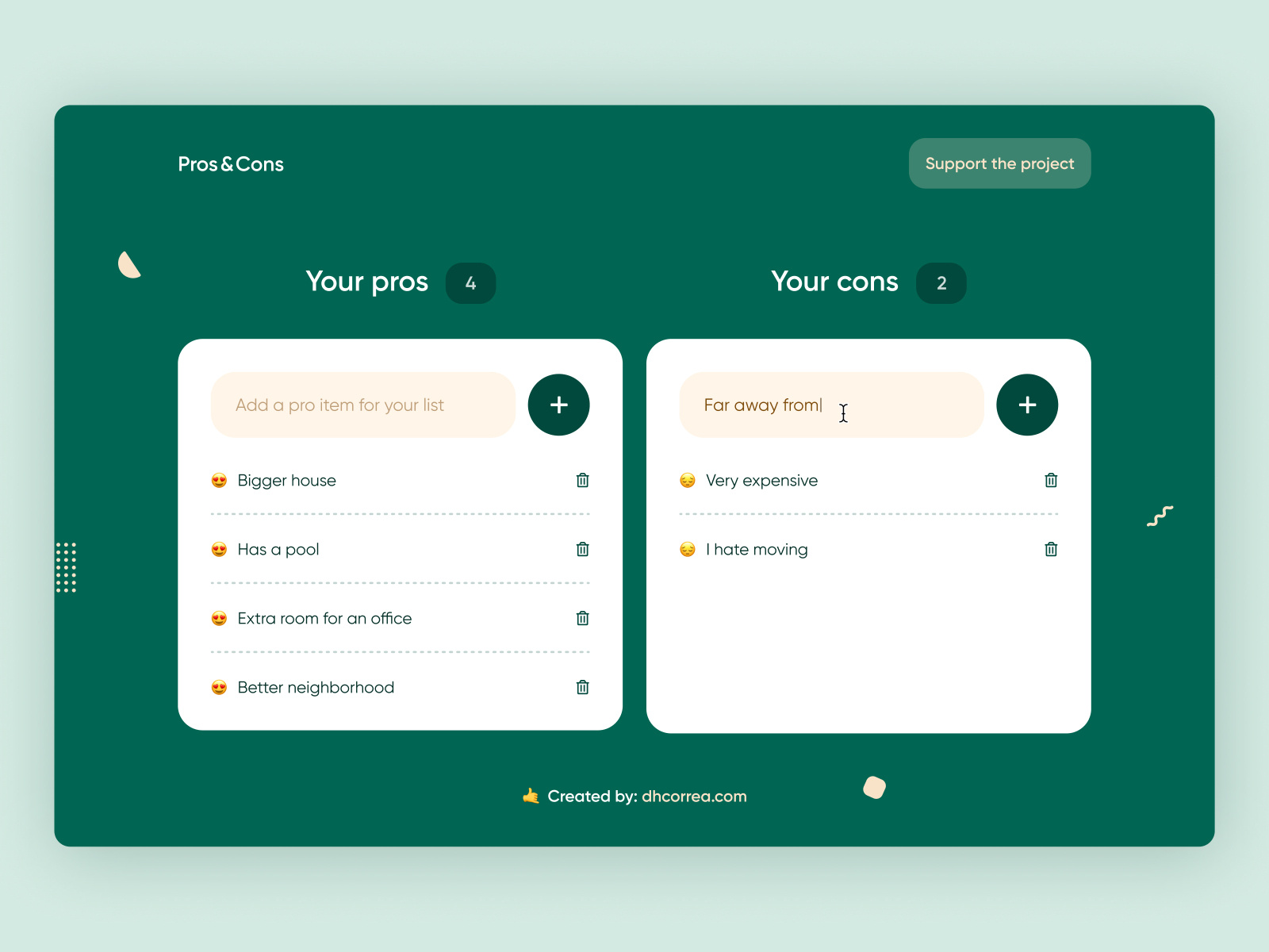 Pros & Cons by DH Correa on Dribbble
