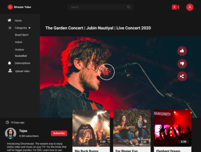 Stream Tube Website : Video Page by Hamza Iqbal on Dribbble