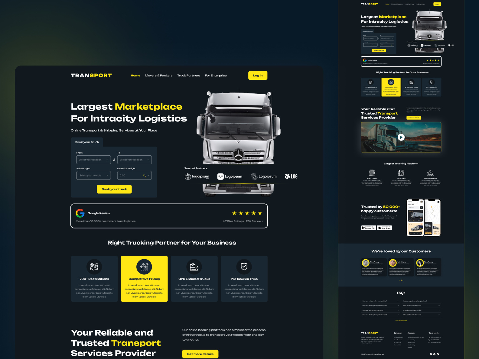 Transport - Logistic Shipping Landing Page by Kaushal Bodar on Dribbble