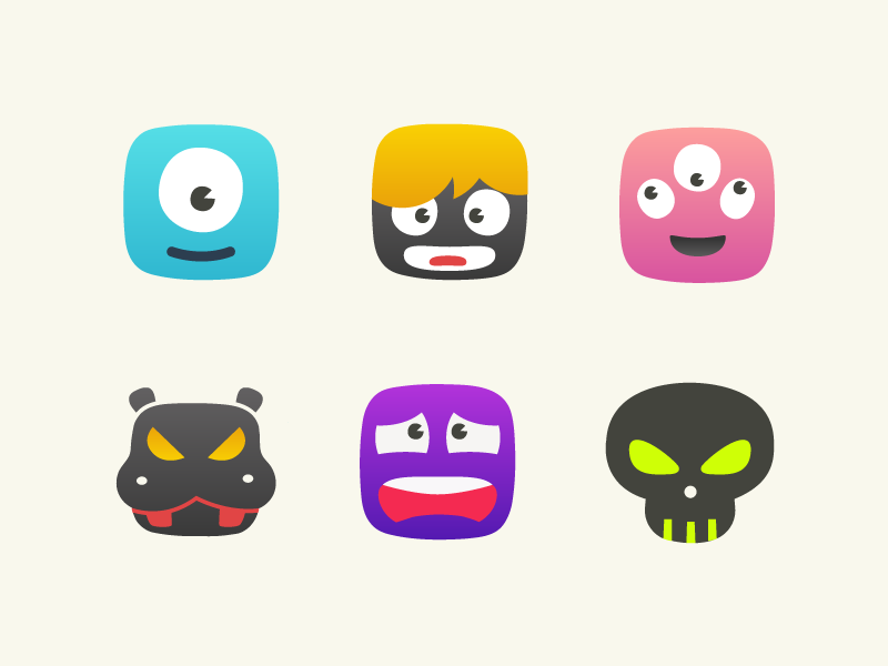 Random Monster Icons by shiva on Dribbble