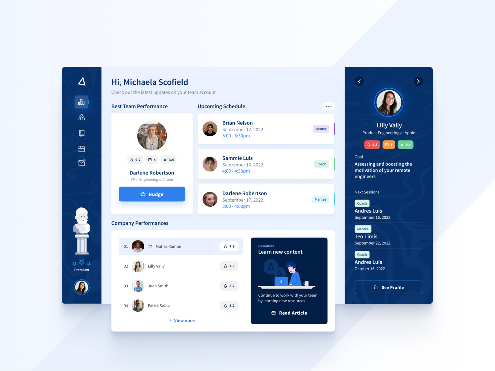 Dashboard Mentoring Interface by Quetier Francois on Dribbble