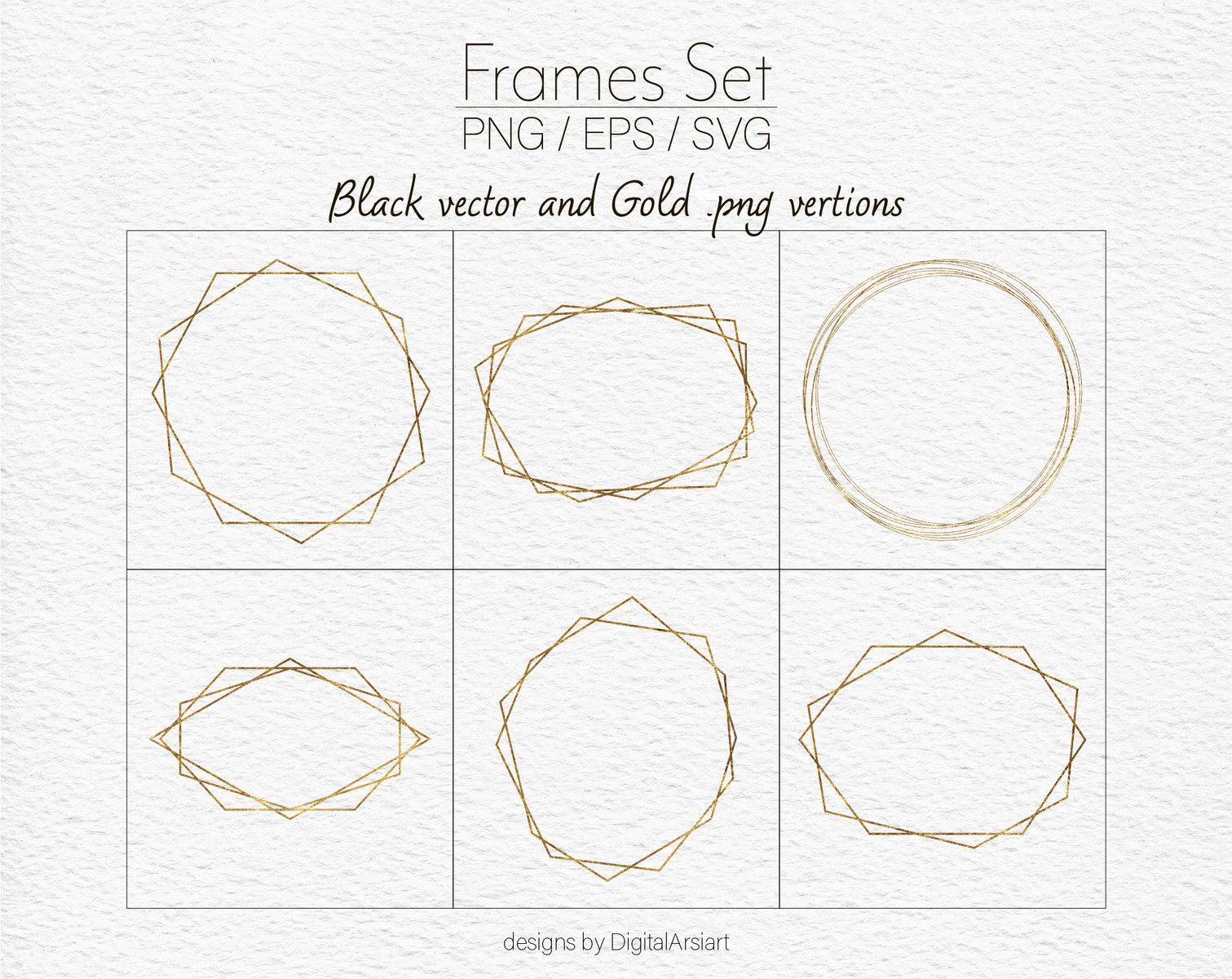 Gold geometric frames svg Geometric gold frame clipart Сrystal by ...