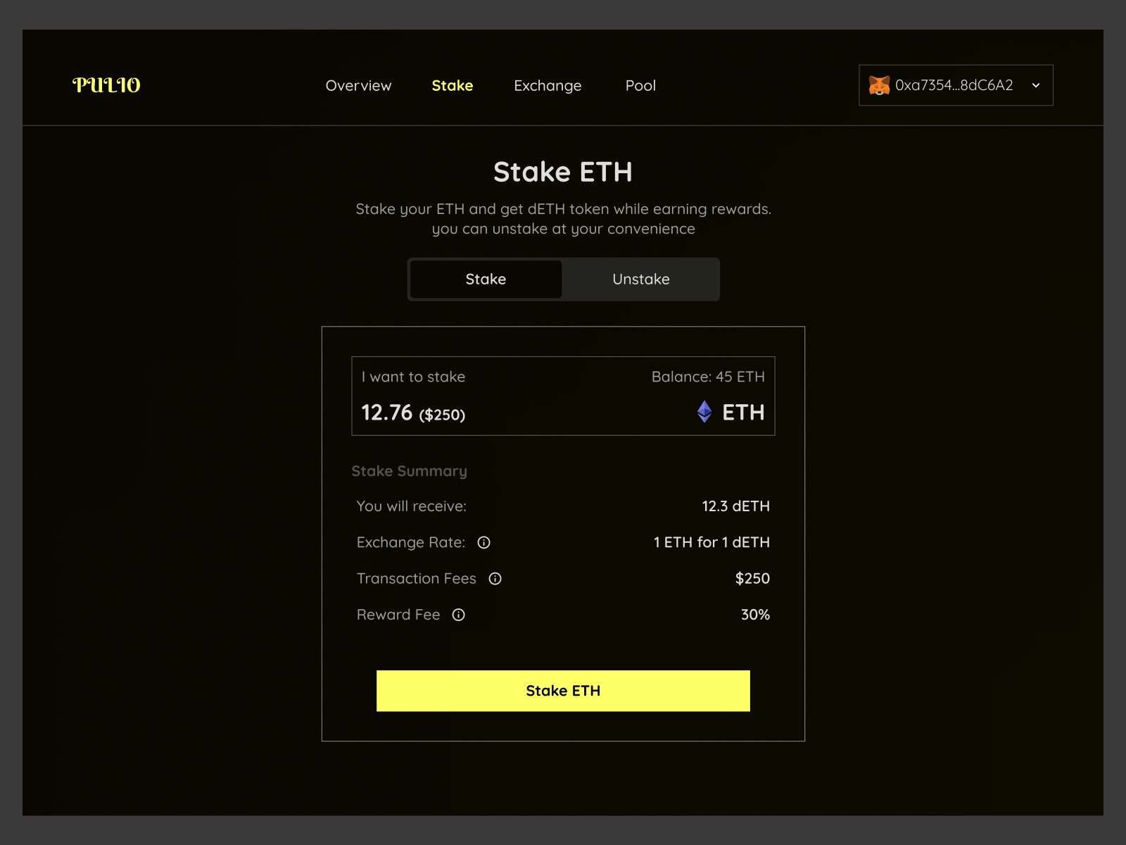 Liquid ETH 2.0 staking dApp by Gideon Ayomide on Dribbble