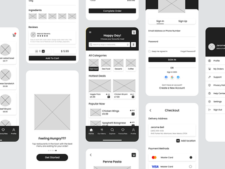 Food Delivery App Wireframes designs, themes, templates and ...