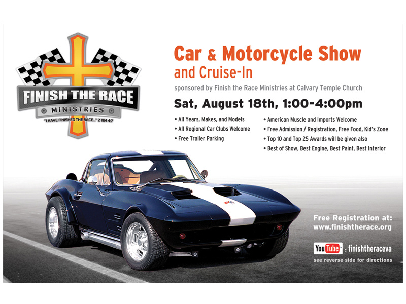 Finish The Race Car Show Invitation Flyer by J.D. Bickel on Dribbble