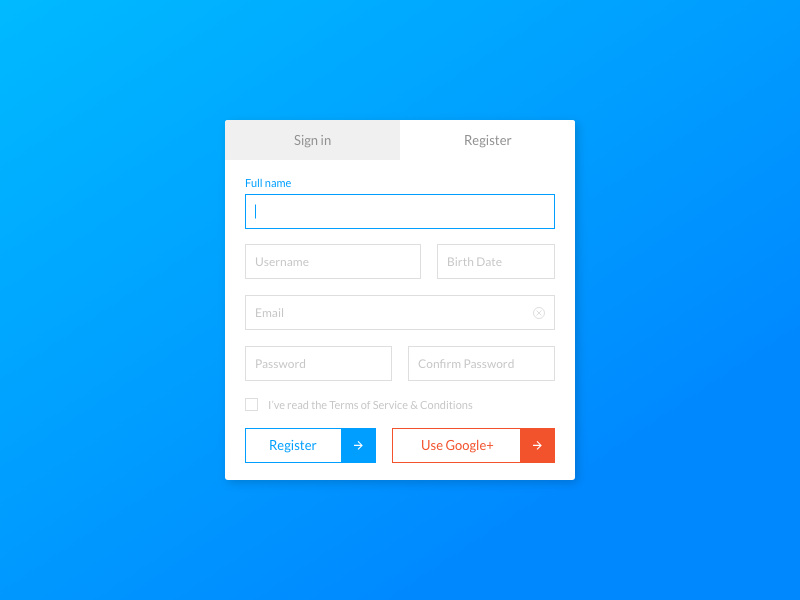 Signup Page by Gilles De Praetere on Dribbble