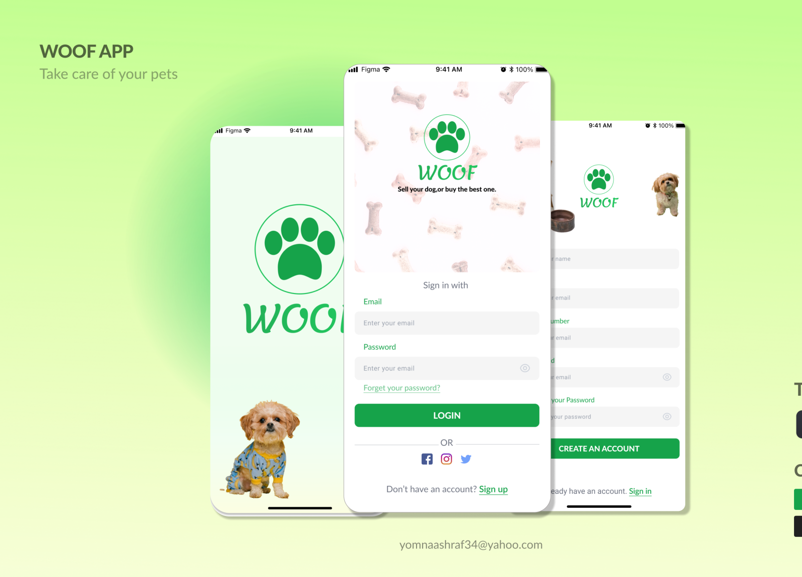 WOOF signing up screens by yomna ashraf on Dribbble