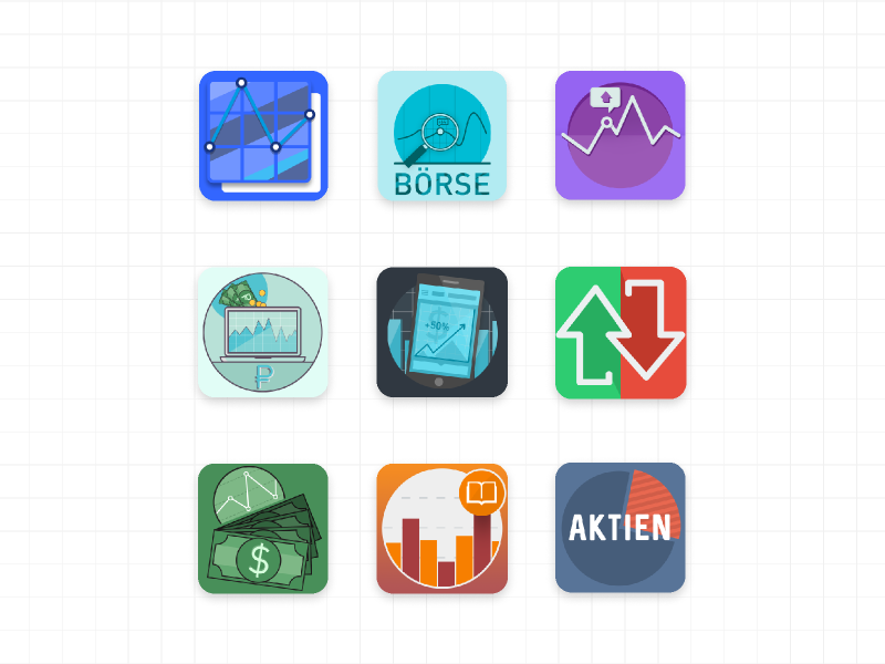 Trading app icons by Yannick on Dribbble