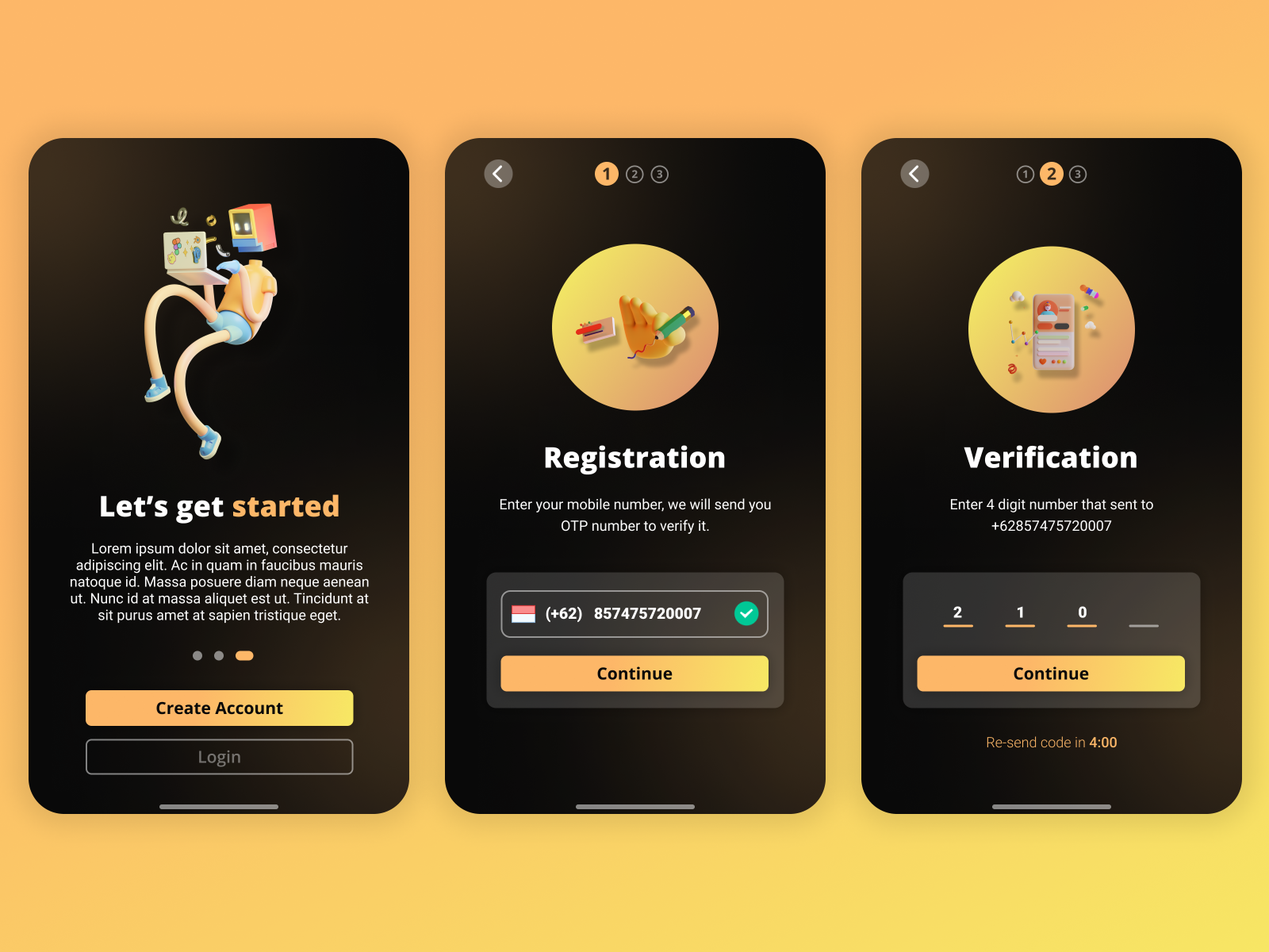 Getting Started User Interface by Lazytodesign on Dribbble