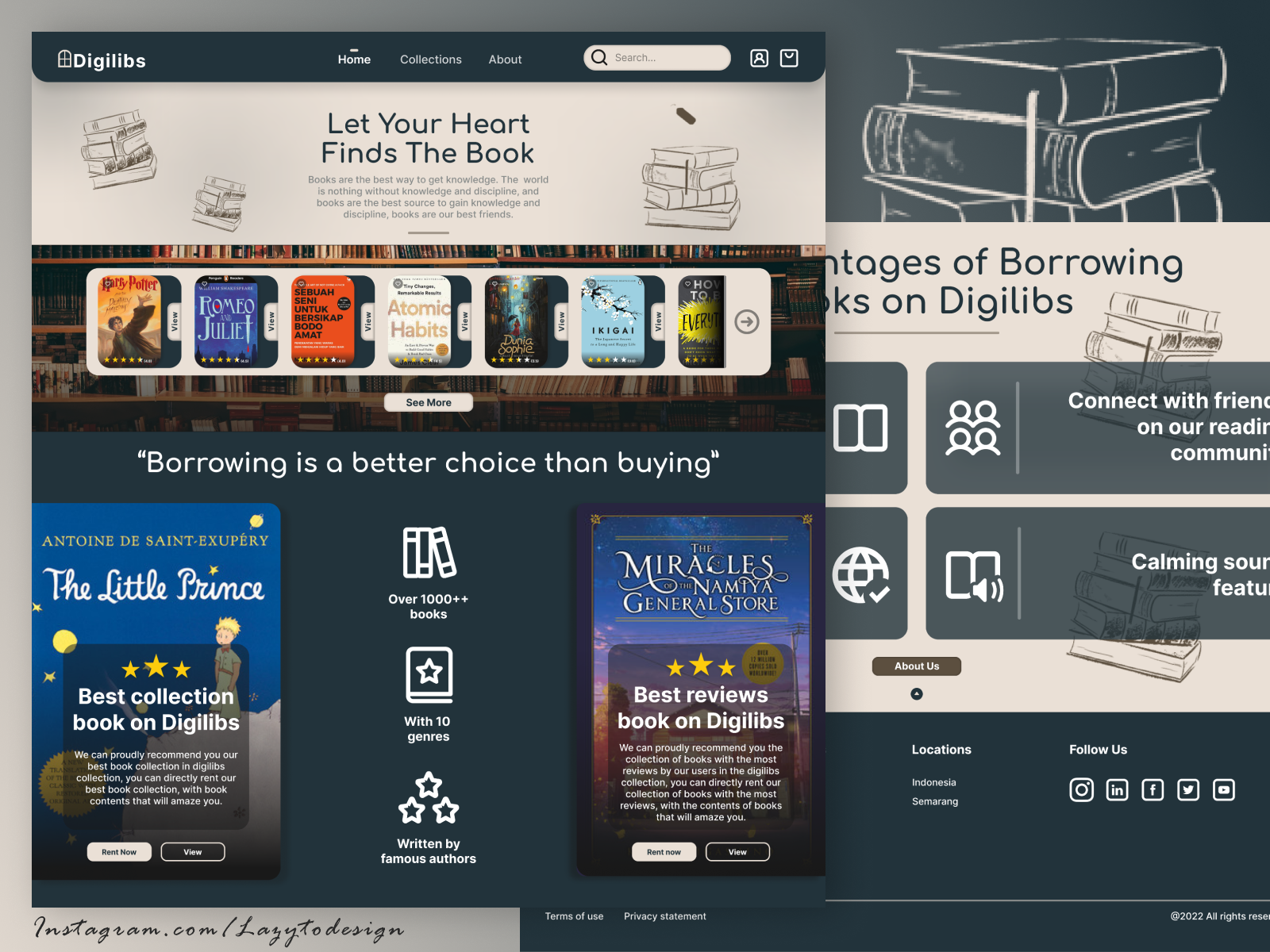 Books Rental Landing Page by Lazytodesign on Dribbble