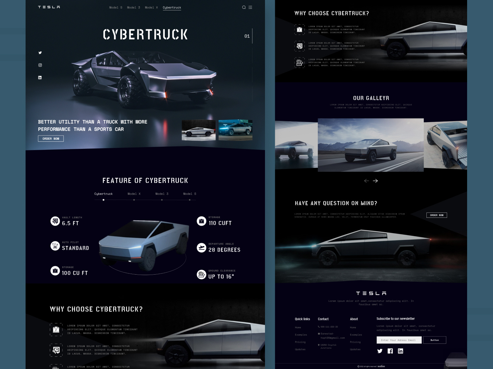 Tesla - Cyber Truck Design Layout by Attractive UI on Dribbble