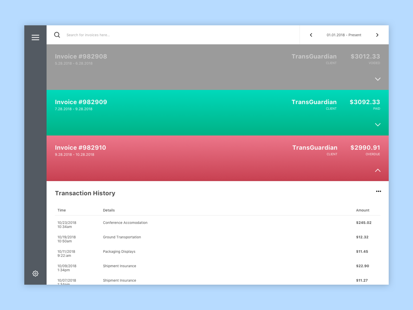 Invoice Dashboard - View Only by Sam(antha) Yeung on Dribbble