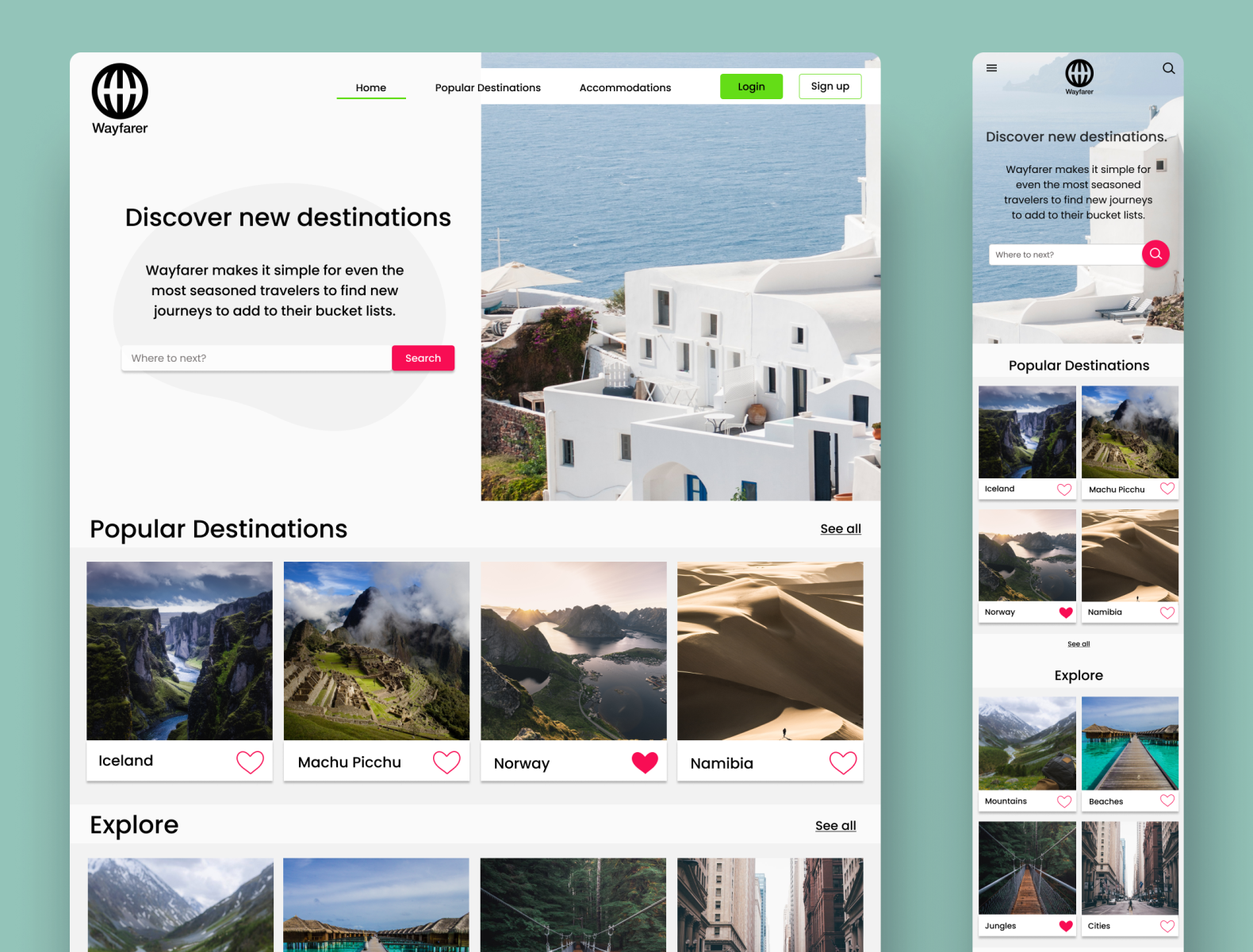 Wayfarer Desktop + App Screens by Carolyn Kim on Dribbble