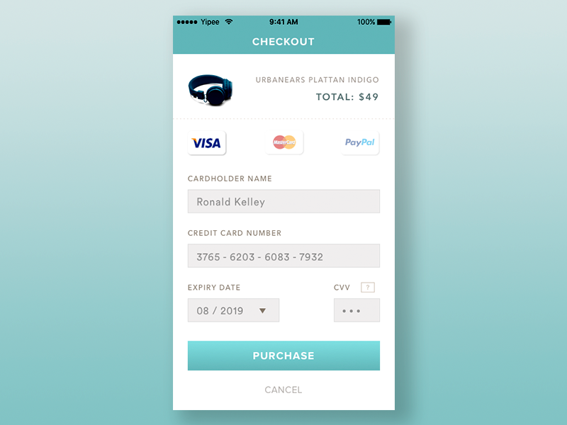 Daily UI #002 - Card Checkout by Elena on Dribbble
