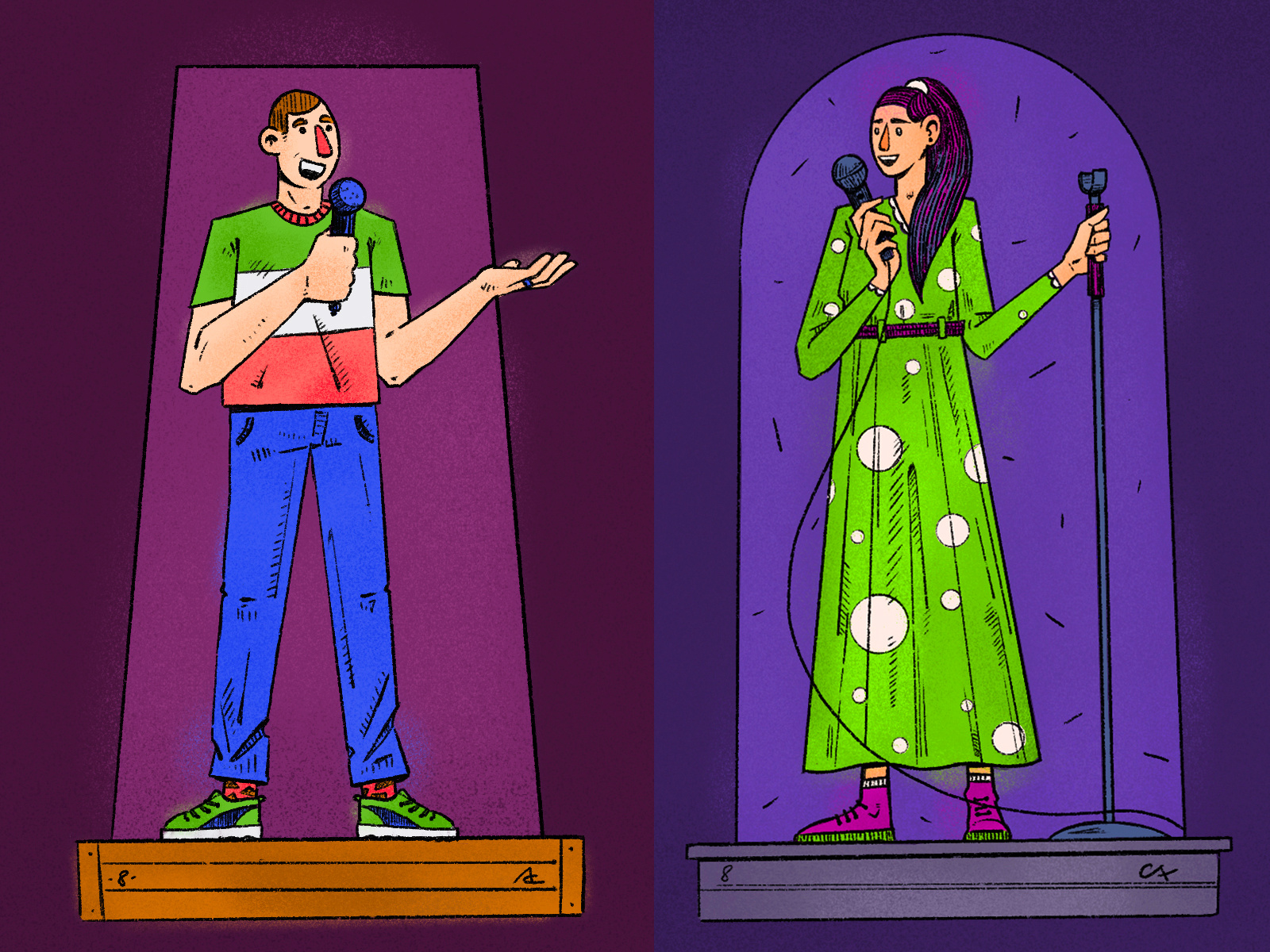 🎤 Stand up couple by Alexey Senchenko on Dribbble