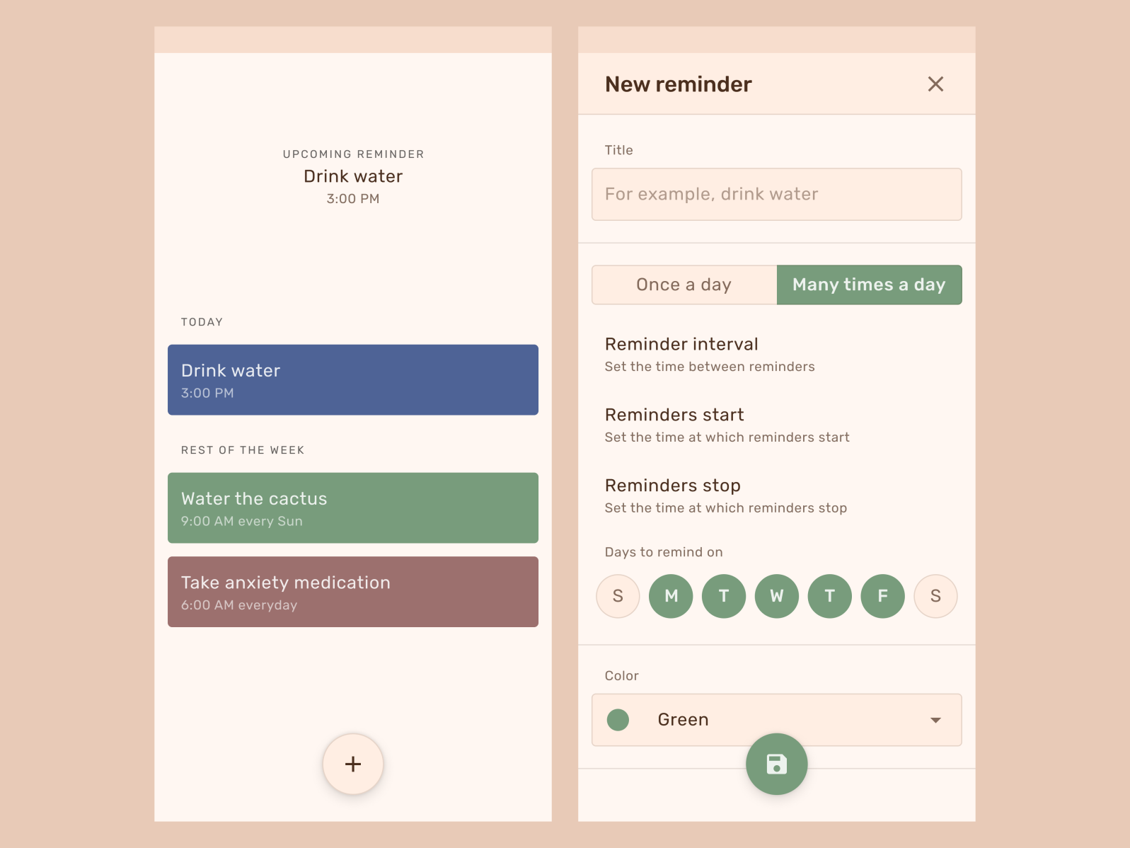 Repeating reminders concept 1 - Home and new reminder screen by ...
