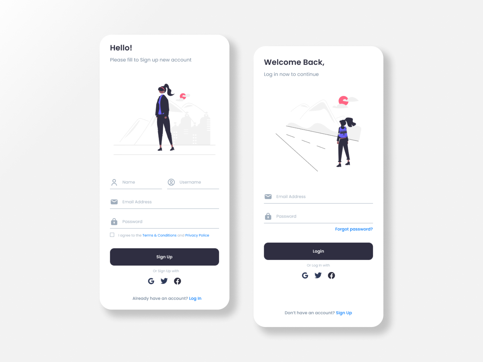 Sign-Up and Login Screen by Dahlia April on Dribbble