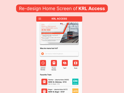 Re-design Home Screen of KRL Access by Aditia on Dribbble