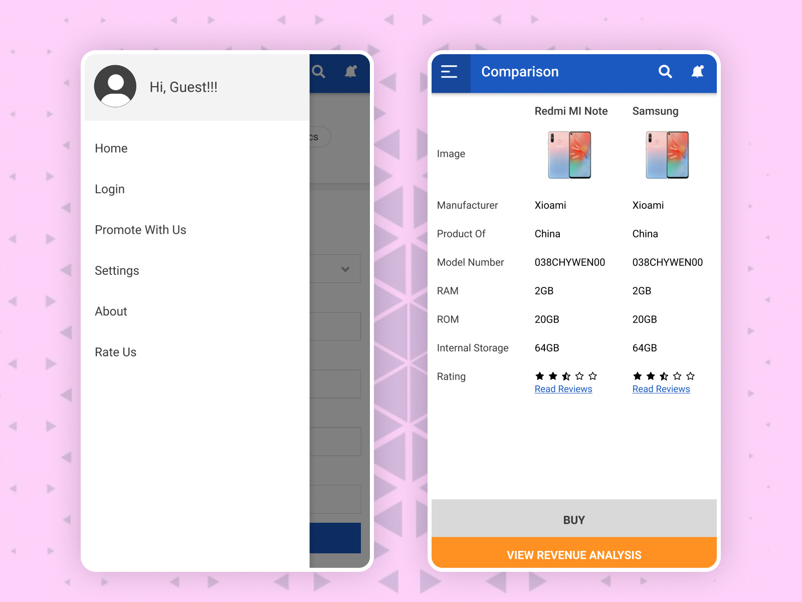 Infidian Menu Comparison Screen Design by Rounak Bajoria on Dribbble