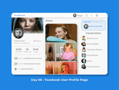 Facebook User Profile by Neha Thakkar on Dribbble