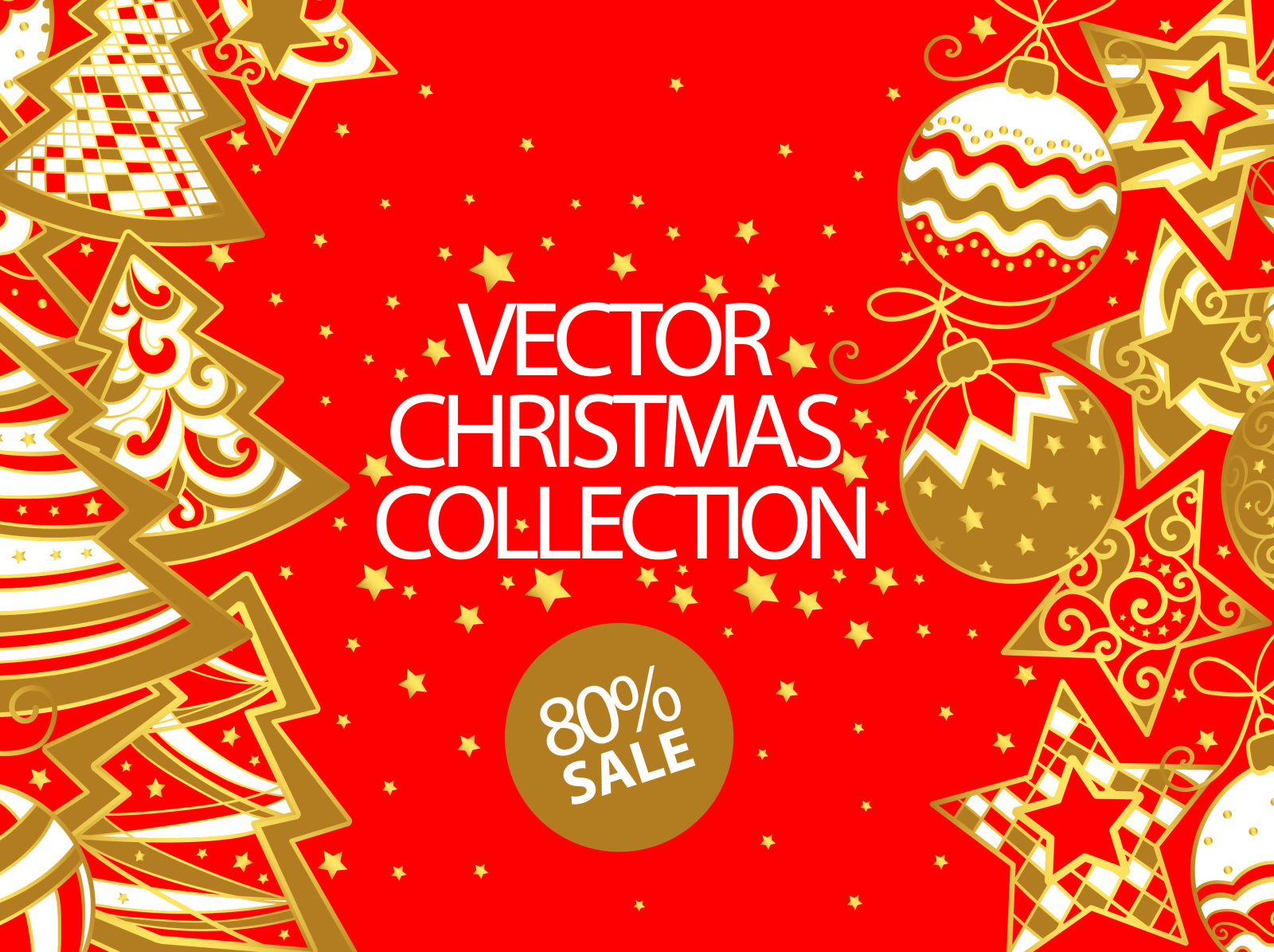 Christmas vector set: trees, balls, stars, patterns... by www ...