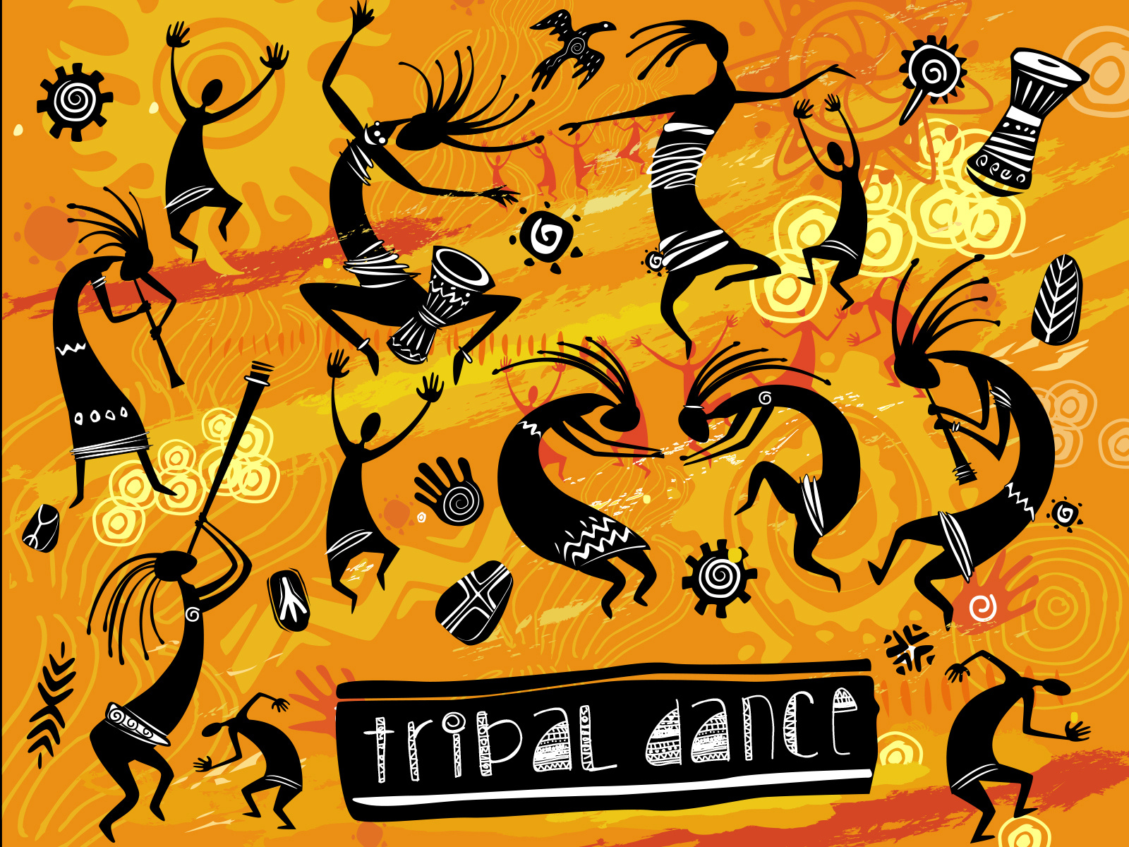 Dancing figures in a primitive style by Viktoria on Dribbble