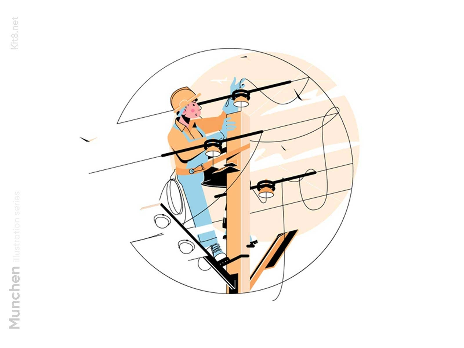 Man qualified electric worker illustration by Kit8 on Dribbble