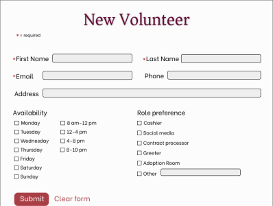 New Volunteer Interest Form by Aye Bravo on Dribbble