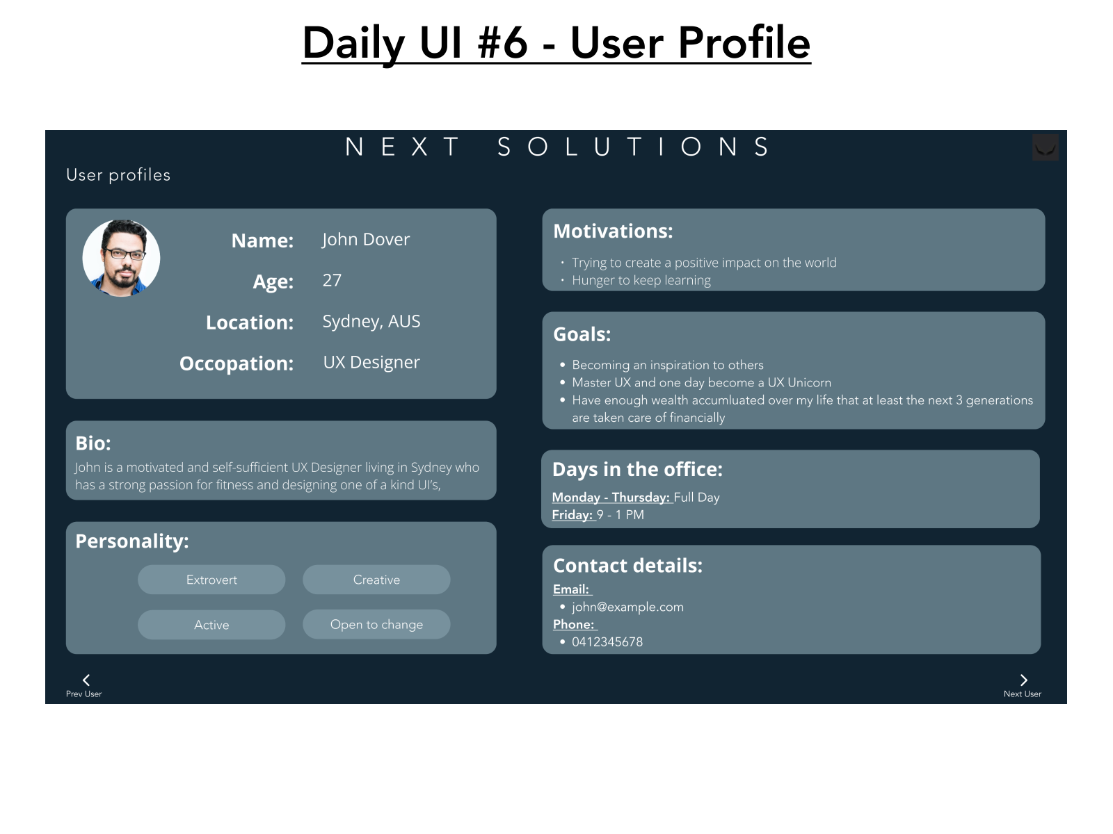 #DailyUI 6, User Profile by Manu Arora on Dribbble