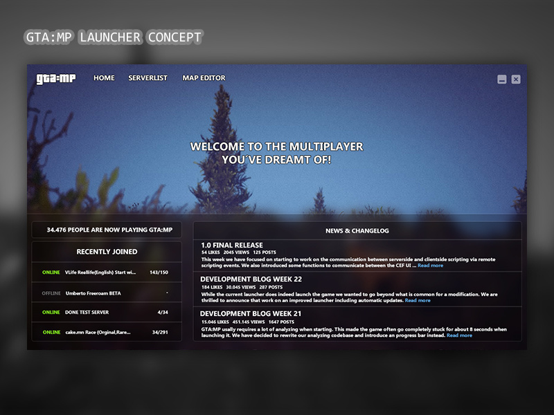 GTA:MP launcher concept by doniel on Dribbble